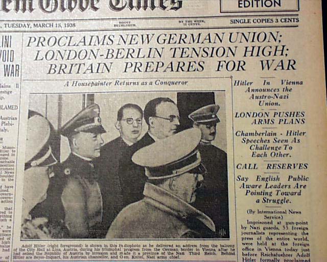 ADOLPH HITLER Austria Takeover ANSCHLUSS Annexation NAZI Germany 1938 ...