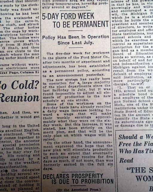 Henry Ford Creates The Five Day Work Week In A Detroit Newspaper Henry Ford Creates The Five Day Work Week In A Detroit Newspaper