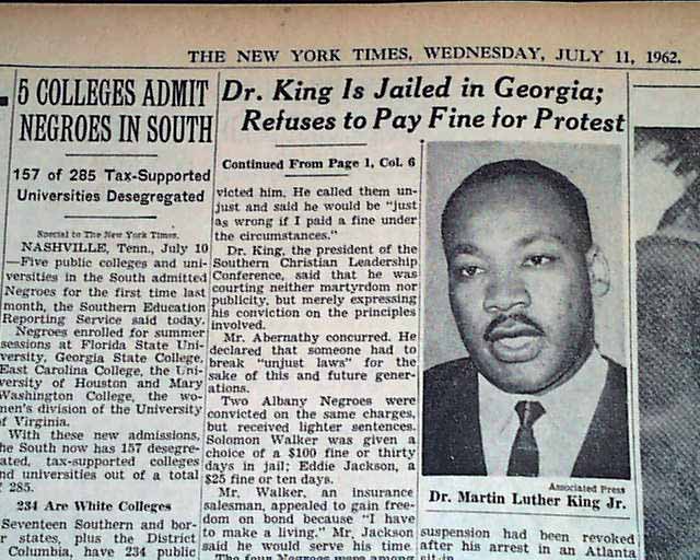 ALBANY GA Georgia Martin Luther King Jr. Arrest CIVIL RIGHTS 1962 Old ...