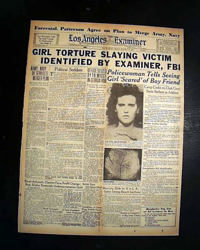 Great BLACK DAHLIA Elizabeth Short Los Angeles CA HOLLYWOOD MURDER1947 ...