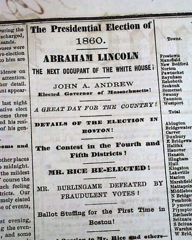 President Abraham Lincoln First Election Victory 1st Report 1860 OLD ...