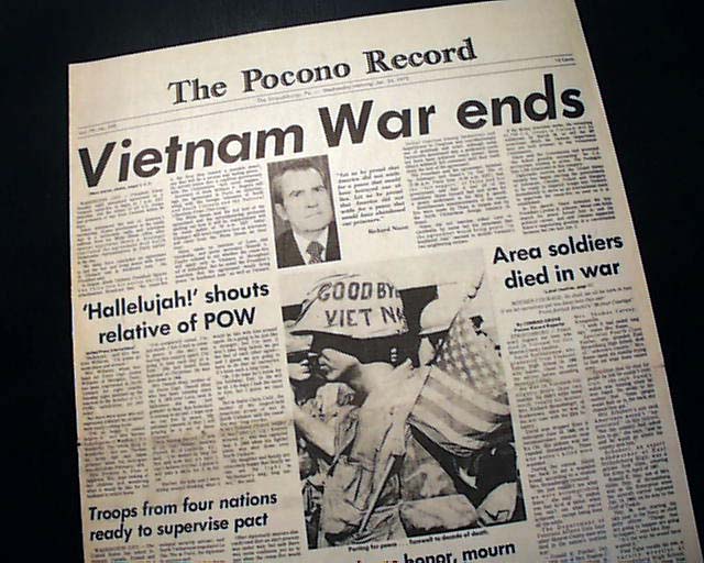 U.S. involvement in Vietnam War ends.... - RareNewspapers.com
