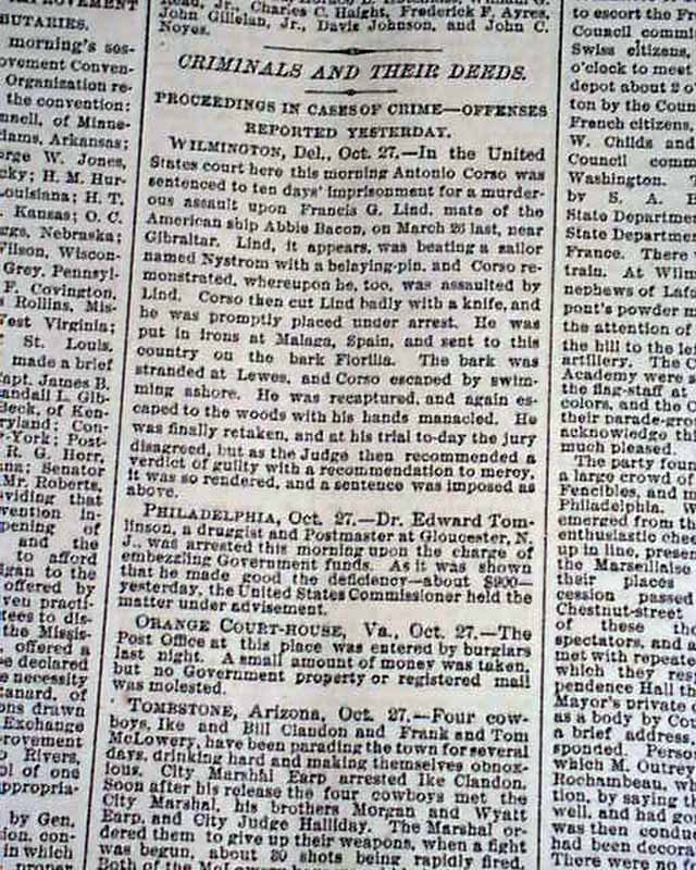 Rare GUNFIGHT at the O.K. CORRAL Tombstone Arizona AZ Wyatt Earp 1881 ... Rare GUNFIGHT at the O.K. CORRAL Tombstone Arizona AZ Wyatt Earp 1881 ...