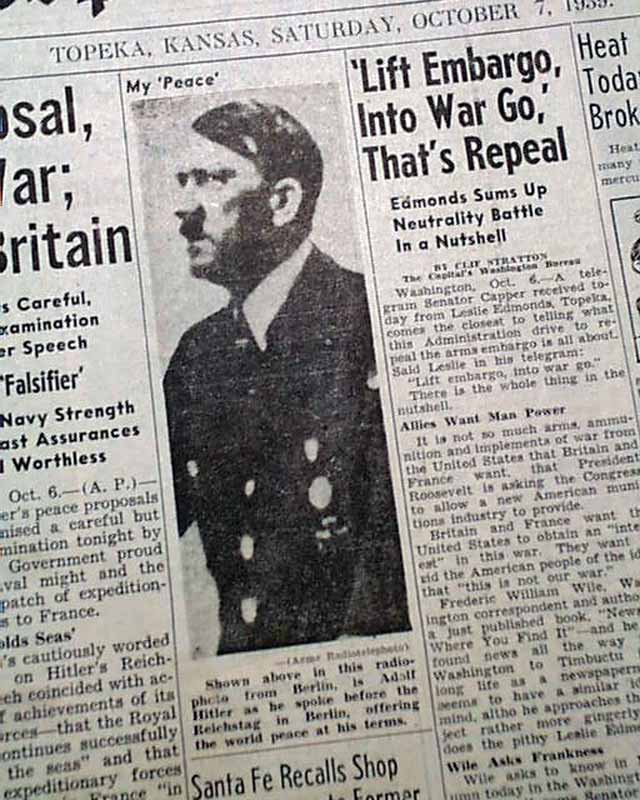 ADOLPH HITLER Reichstag Speech WWII 1939 Old Newspaper | eBay